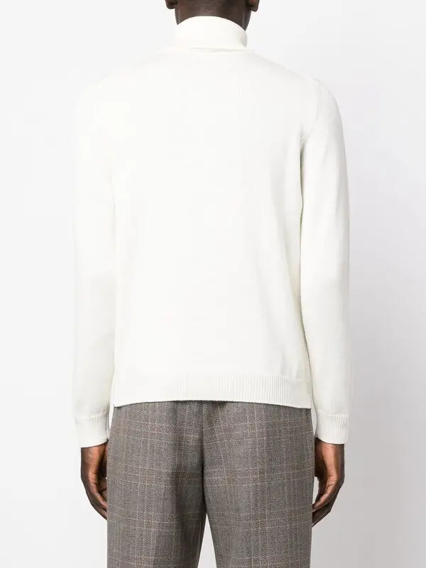 ROBERTO COLLINA Ribbed Hem Roll-neck Sweater - Neutrals