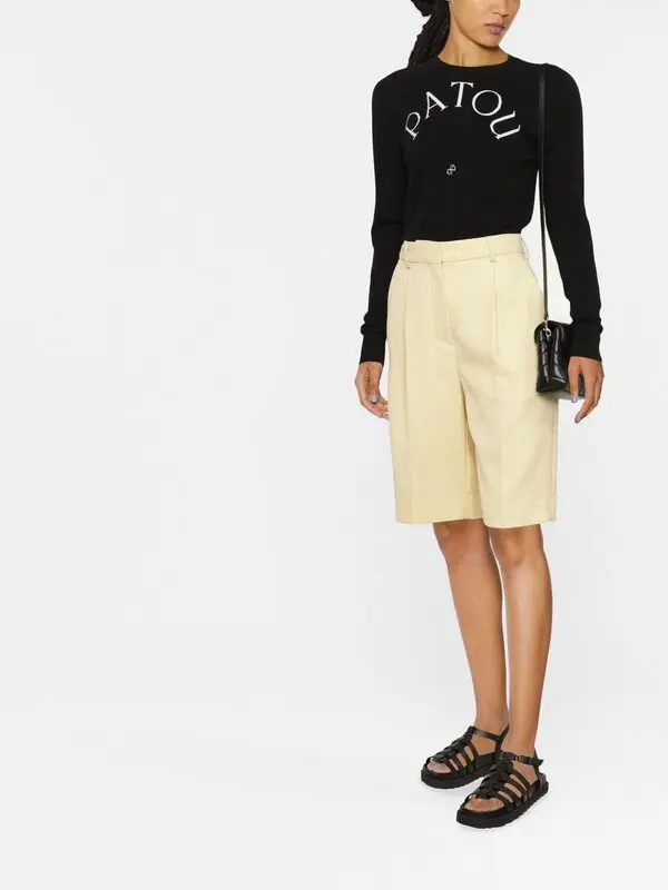 PATOU Logo-print Wool-blend Jumper - Black