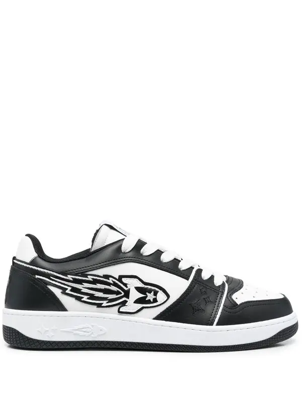 ENTERPRISE JAPAN Logo-detail Leather Sneakers - Black