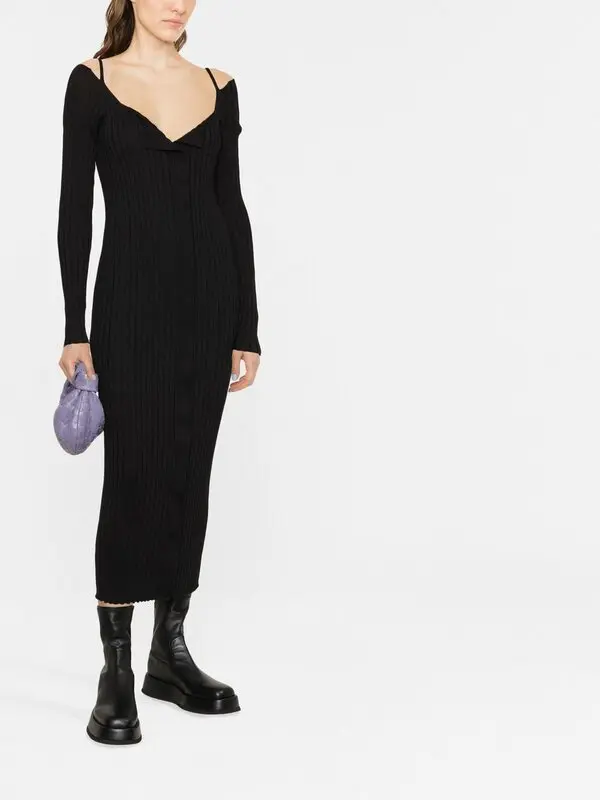 Philosophy Di Lorenzo Serafini Ribbed-knit V-neck Dress
