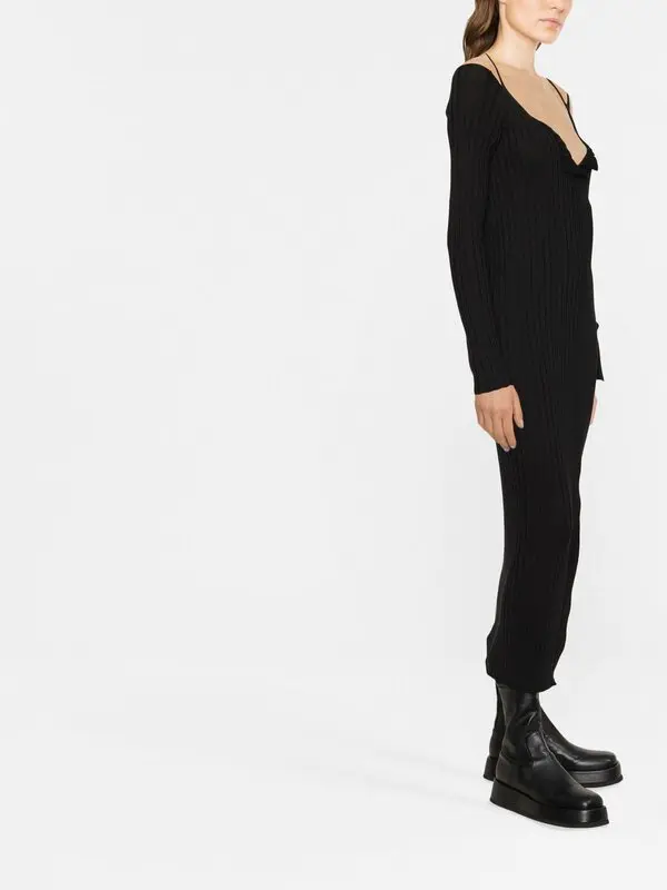 Philosophy Di Lorenzo Serafini Ribbed-knit V-neck Dress