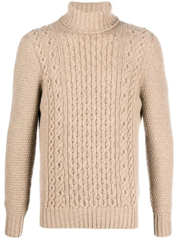 DRUMOHR Cable-knit Lambswool Jumper - Neutrals