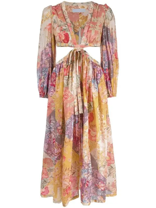 Zimmermann Pattie Floral-print V-neck Dress