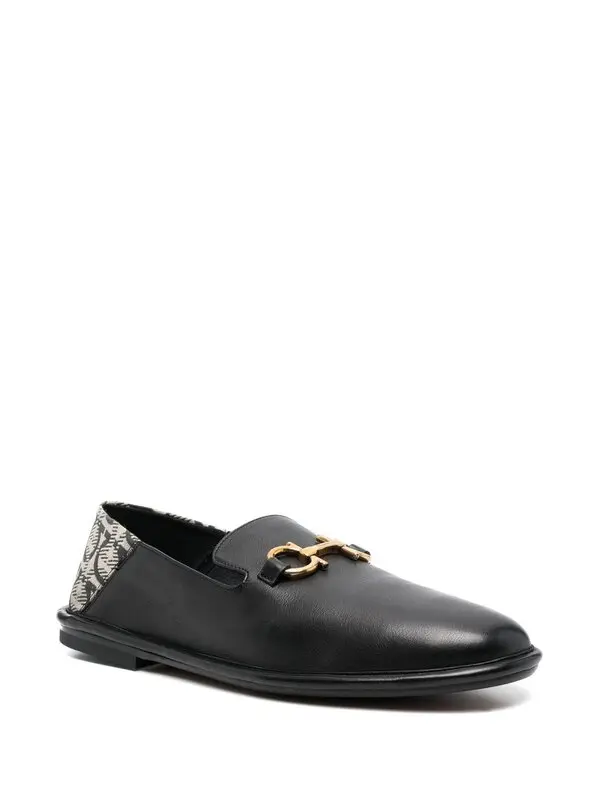 FERRAGAMO Gancini-print Panel Detail Loafers