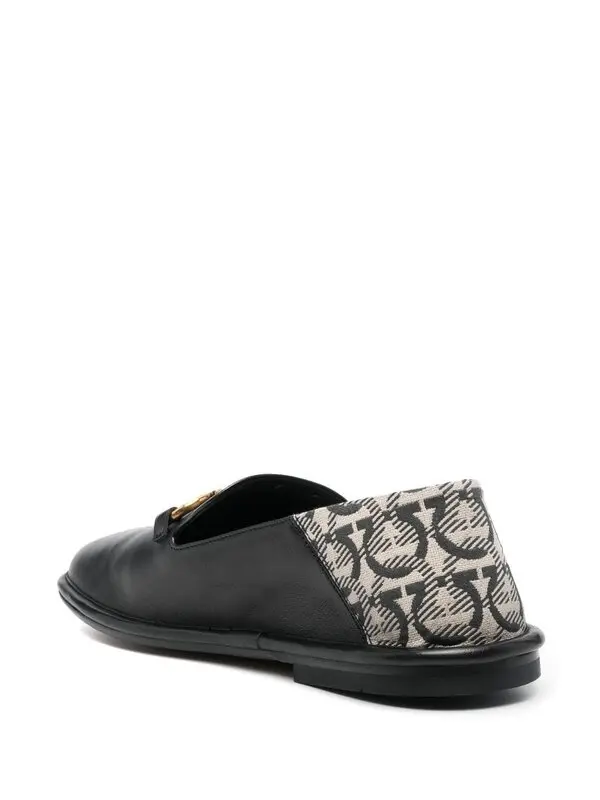 FERRAGAMO Gancini-print Panel Detail Loafers