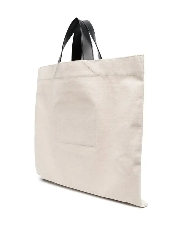 JIL SANDER Logo-print Linen Tote Bag - Neutrals