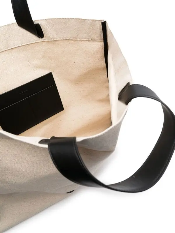 JIL SANDER Logo-print Linen Tote Bag - Neutrals