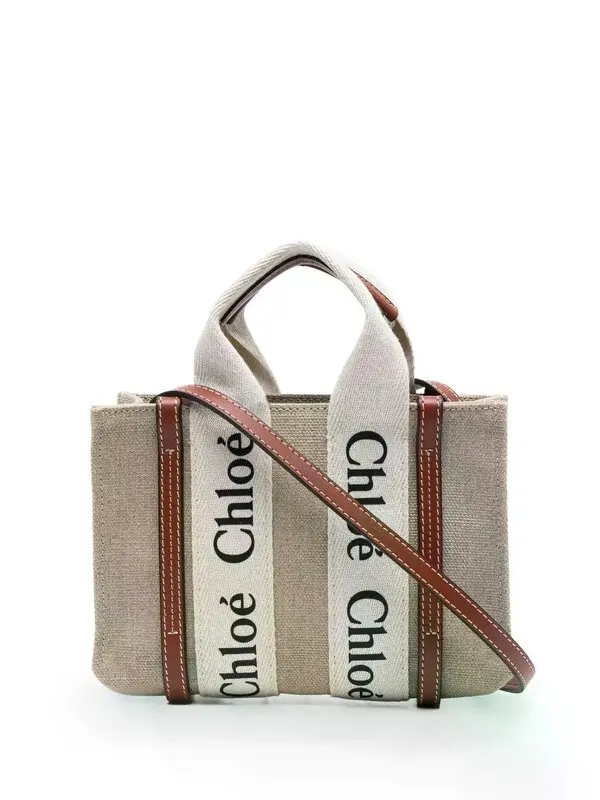Chloé Mini Woody Linen Tote Bag - Neutrals