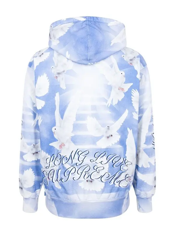 Supreme Doves-print Hoodie - Blue