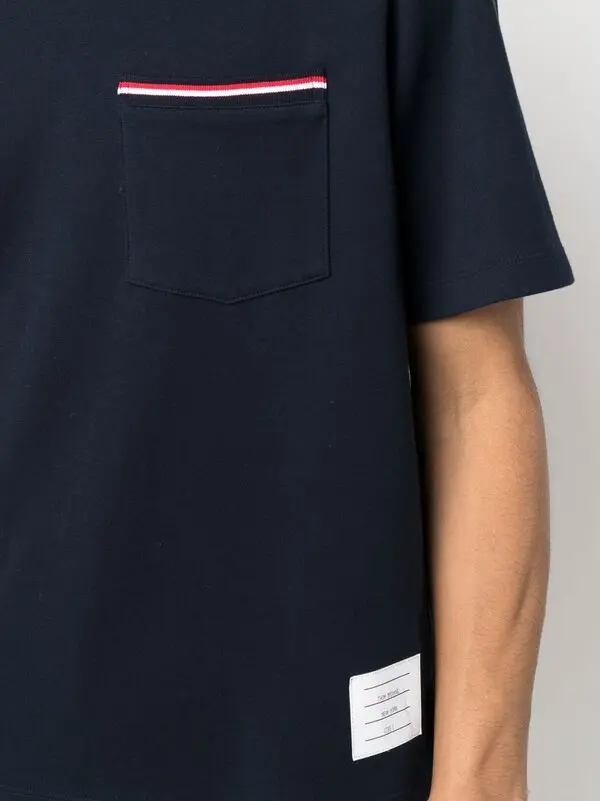 Thom Browne Milano Cotton Oversized Pocket Tee - Blue