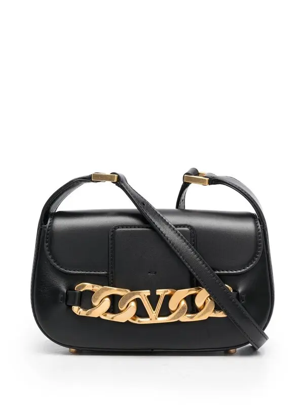 Valentino Garavani Vlogo Leather Crossbody Bag - Black