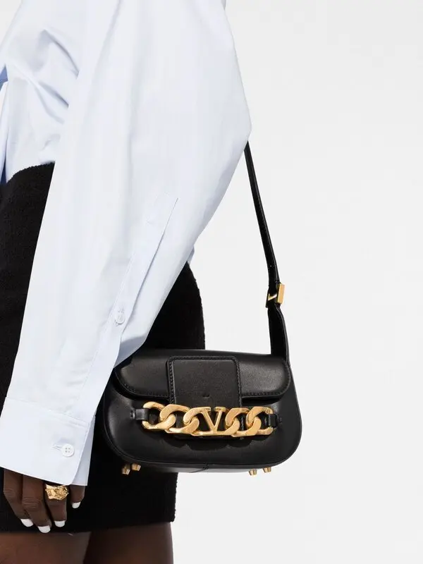 Valentino Garavani Vlogo Leather Crossbody Bag - Black