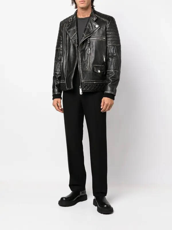 Philipp Plein Logo-plaque Leather Biker Jacket