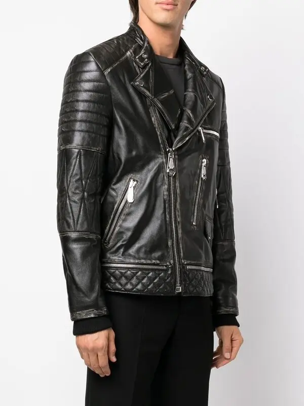 Philipp Plein Logo-plaque Leather Biker Jacket