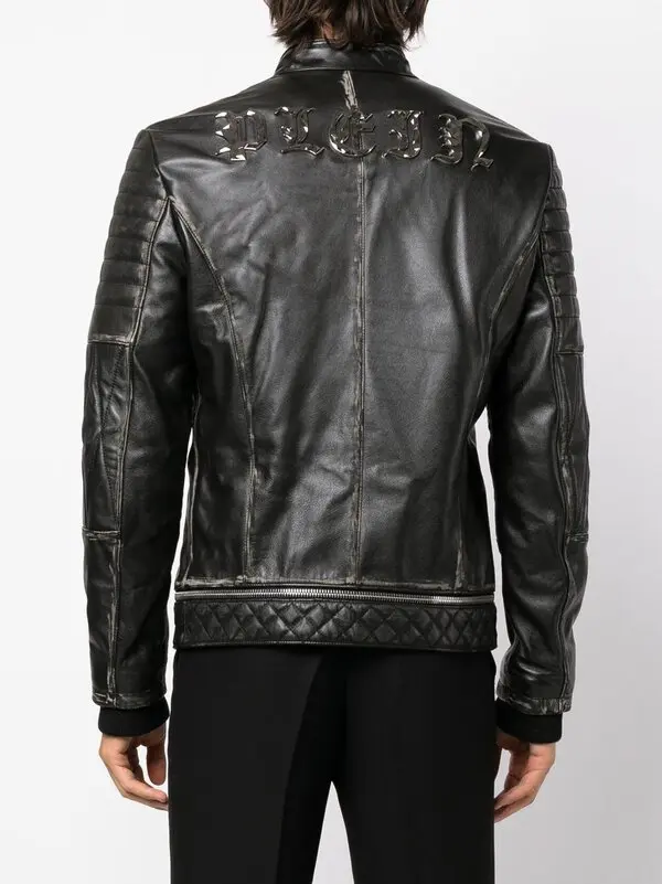 Philipp Plein Logo-plaque Leather Biker Jacket