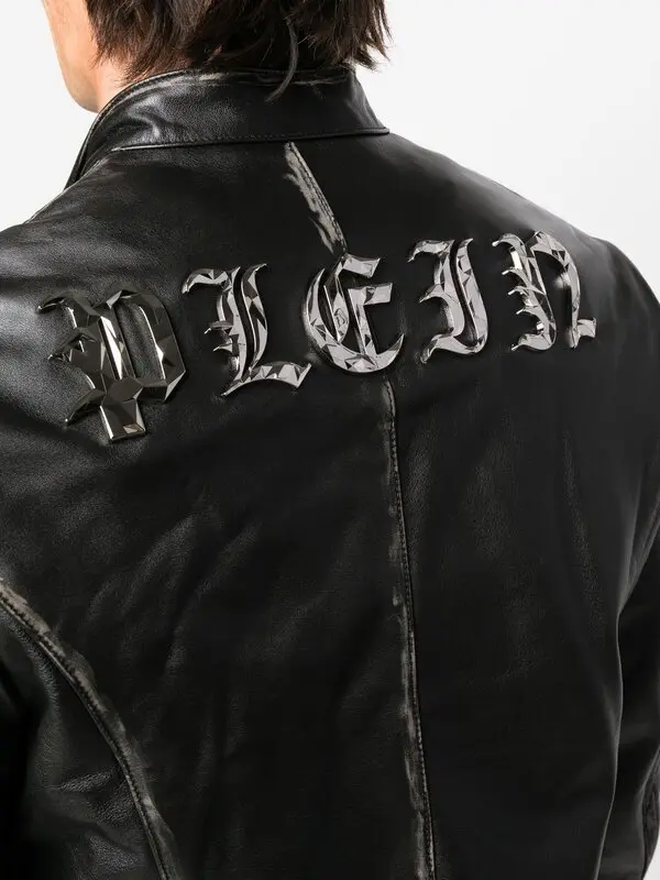 Philipp Plein Logo-plaque Leather Biker Jacket