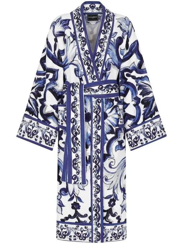 Dolce & Gabbana Terry Cotton Bath Robe - Blue