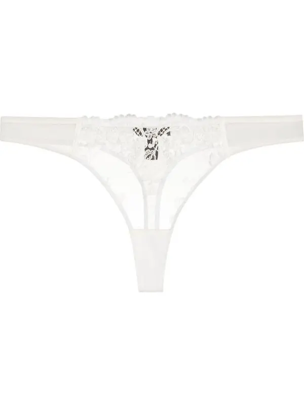 Kiki De Montparnasse Juliette Embroidered Tulle Thong - White