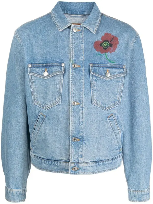 Kenzo Floral-print Trucker Jacket - Blue