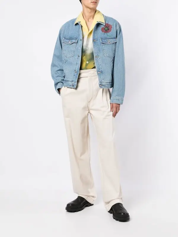 Kenzo Floral-print Trucker Jacket - Blue