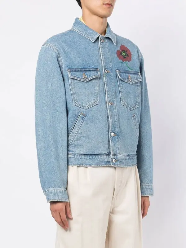 Kenzo Floral-print Trucker Jacket - Blue
