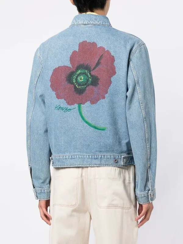 Kenzo Floral-print Trucker Jacket - Blue