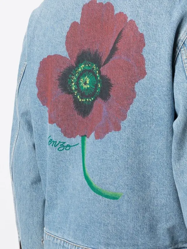 Kenzo Floral-print Trucker Jacket - Blue