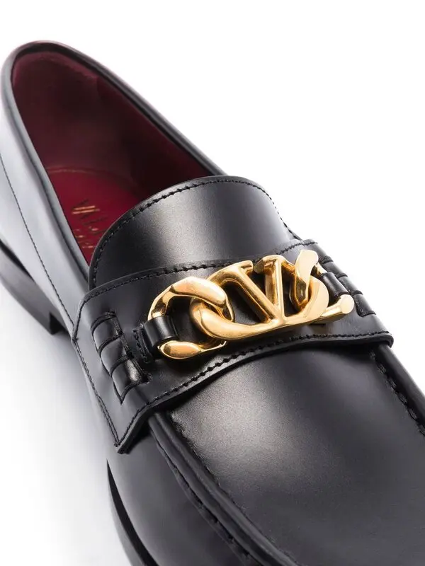 Valentino Garavani Vlogo Chain Leather Loafers