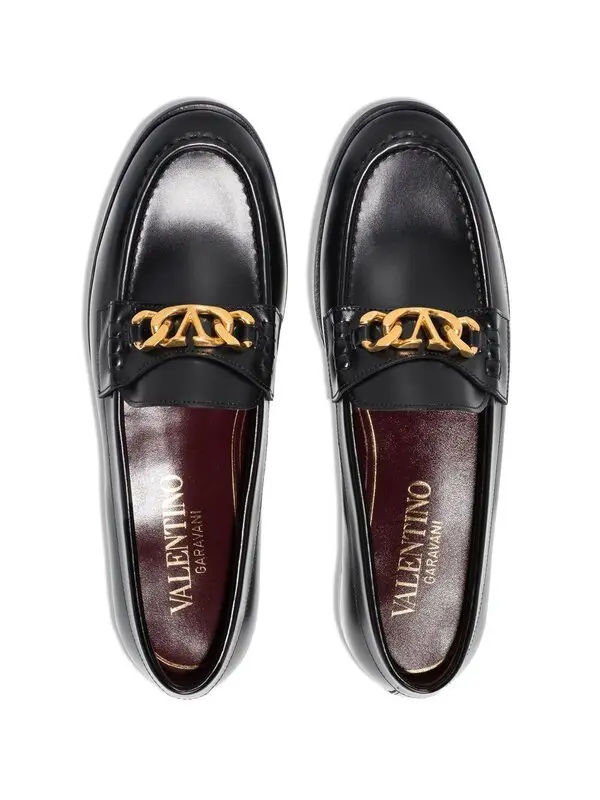 Valentino Garavani Vlogo Chain Leather Loafers