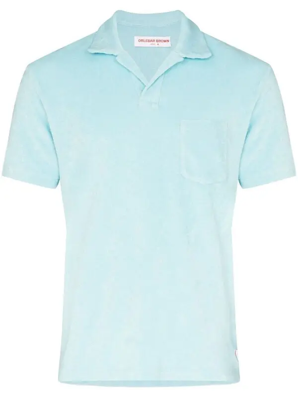 Orlebar Brown Fleece-texture Design Polo Shirt - Blue