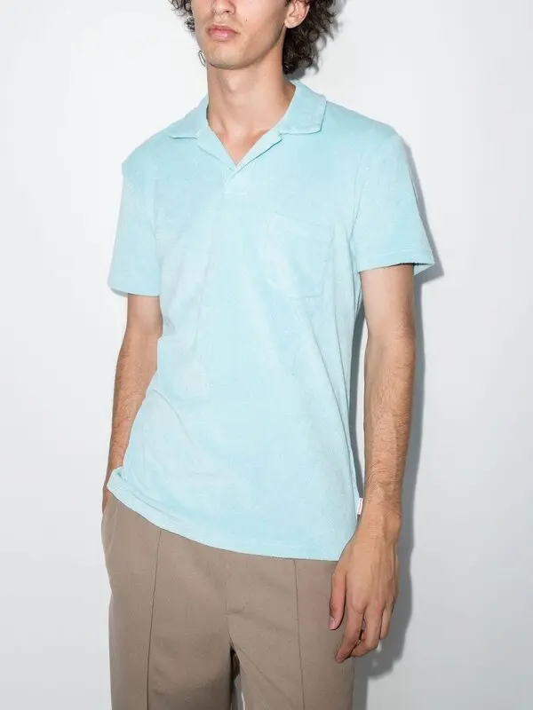 Orlebar Brown Fleece-texture Design Polo Shirt - Blue