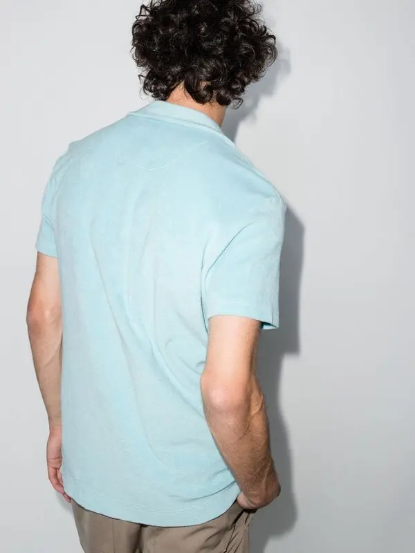 Orlebar Brown Fleece-texture Design Polo Shirt - Blue