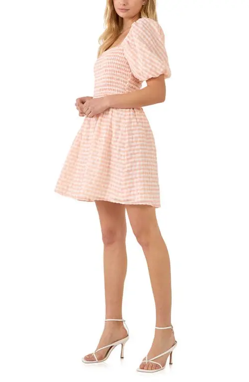 English Factory Gingham Smocked Minidress