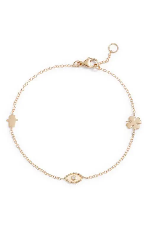Anzie Dewdrop Diamond Charm Bracelet - Gold/diamond