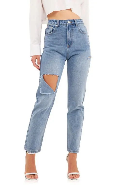 GREY LAB Ripped High-rise Slim Straight Jeans - Denim