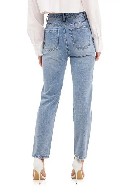 GREY LAB Ripped High-rise Slim Straight Jeans - Denim