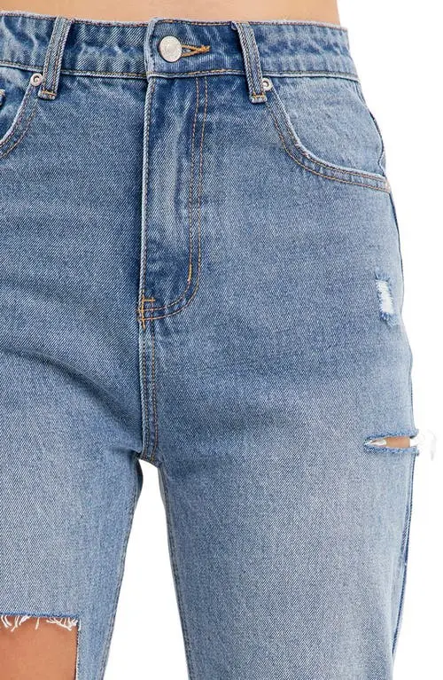 GREY LAB Ripped High-rise Slim Straight Jeans - Denim