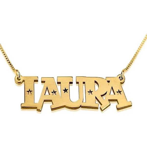 MELANIE MARIE Personalized Nameplate Necklace - Gold Plated