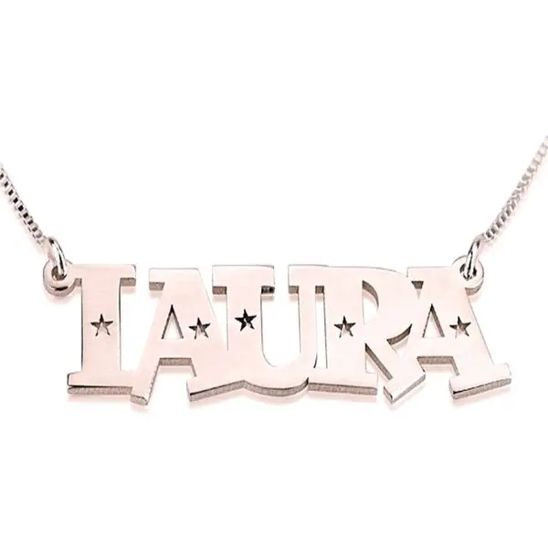 MELANIE MARIE Personalized Nameplate Necklace - Rose Gold Plated