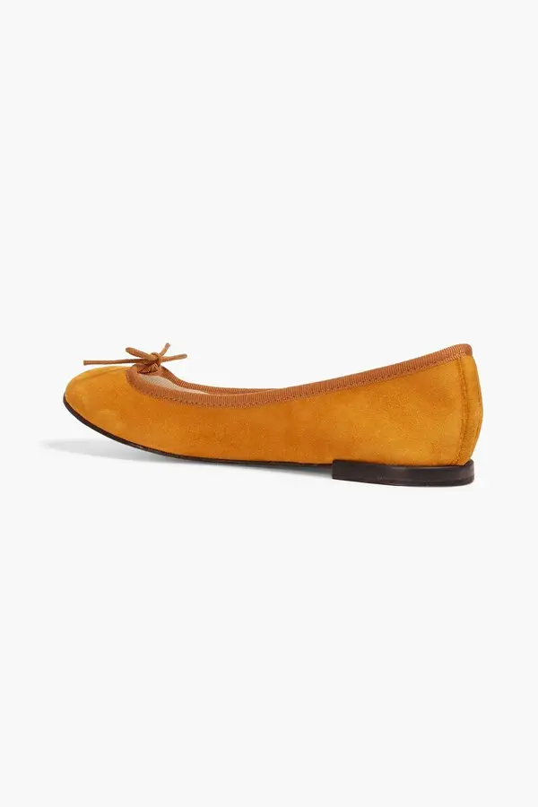 Repetto Suede Ballet Flats With Bow Detailing - Camel
