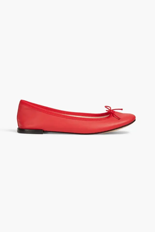 Repetto Leather Ballet Flats With Bow Detailing - Tomato Red