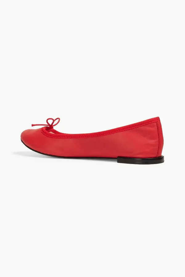 Repetto Leather Ballet Flats With Bow Detailing - Tomato Red