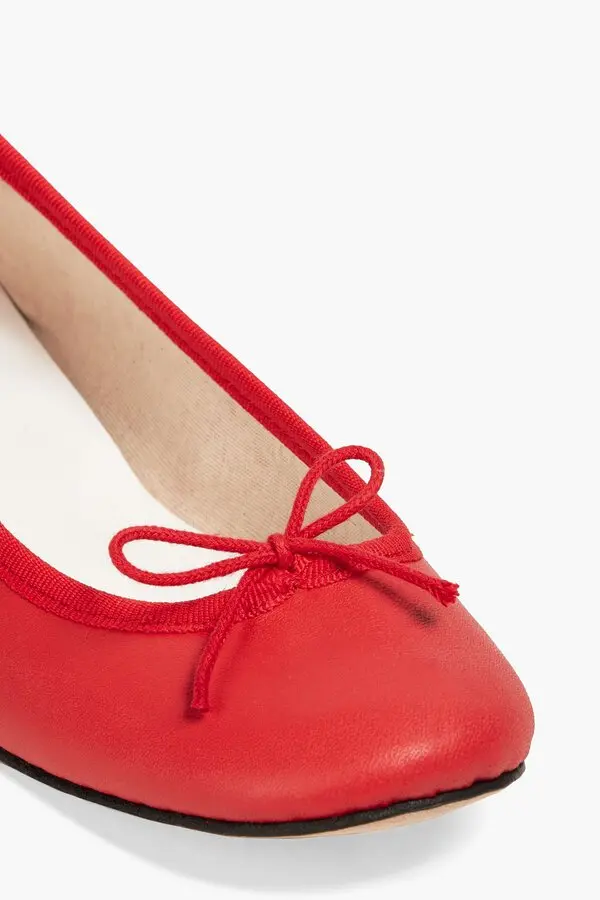 Repetto Leather Ballet Flats With Bow Detailing - Tomato Red