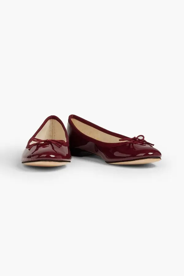 Repetto Patent Leather Ballet Flats With Bow Detailing - Claret