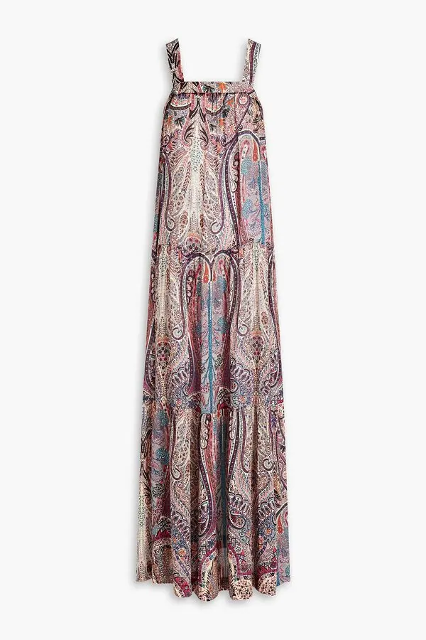 Ba&sh Baraka Pleated Printed Mousseline Maxi Dress - Baby Pink