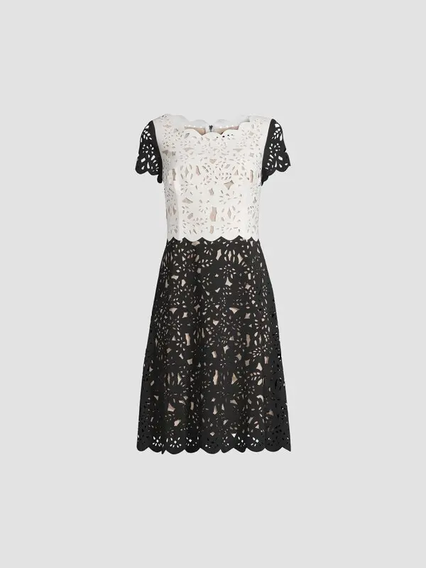 Shani Laser-cut Two-tone Dress