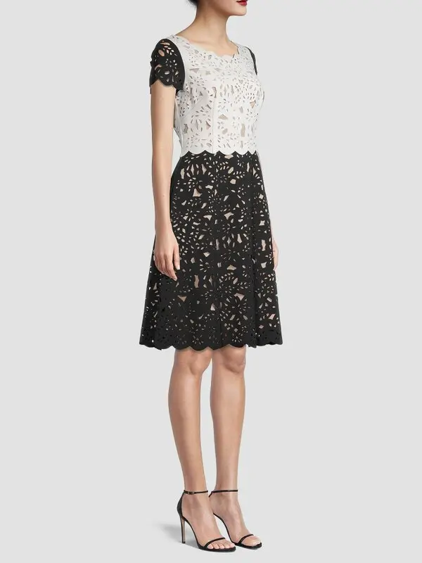 Shani Laser-cut Two-tone Dress