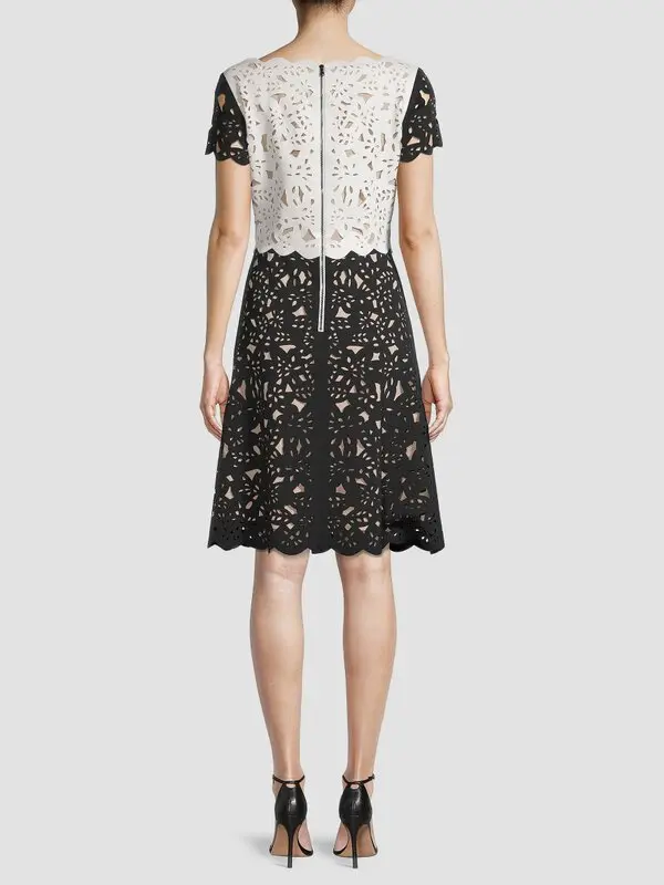 Shani Laser-cut Two-tone Dress