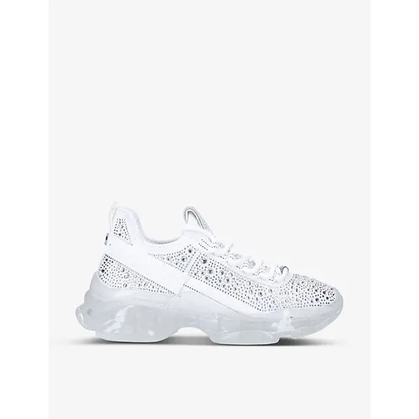 Steve Madden Maxima R Studded Textile Trainers - White