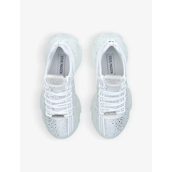 Steve Madden Maxima R Studded Textile Trainers - White